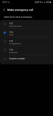 Emergency SOS trong Android (Pixel 6a) hiển thị số điện thoại khẩn cấp ...