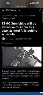 TSMC sẽ chỉ sản xuất chip 3nm cho Apple trong năm nay